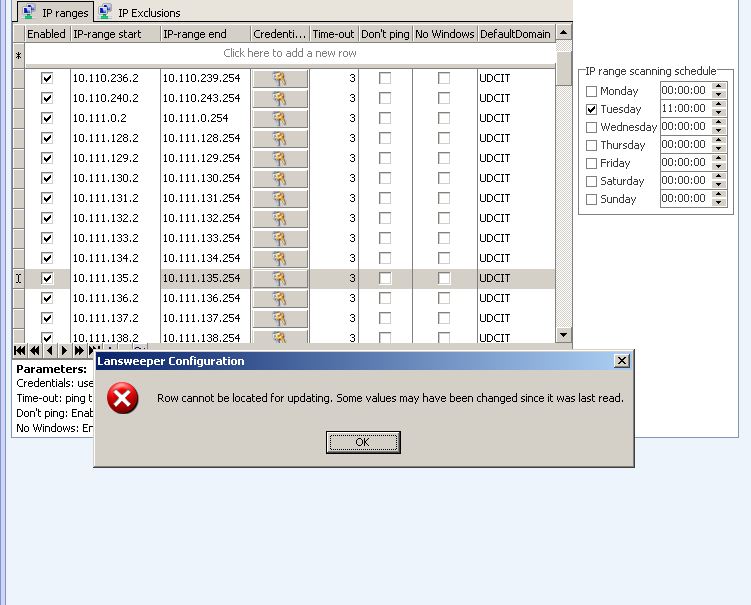 Row cannot be located for updating - Lansweeper Community - 14376