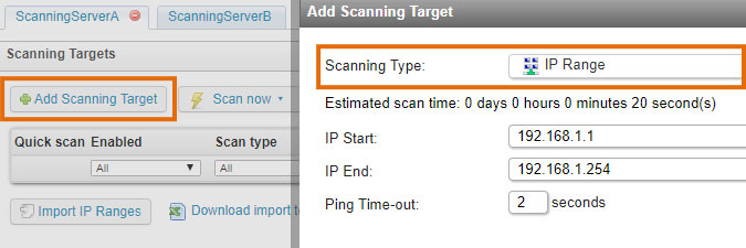 Scanning with an IP Range scanning target - Lansweeper