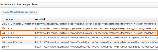Add manufacturer support links - Managing assets - Lansweeper Community