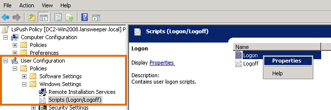 Scan Windows computers with LsPush in a group policy