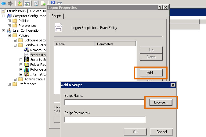 Scan Windows computers with LsPush in a group policy