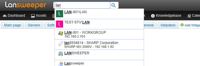 Search through assets with the web console search bar - Managing assets - Lansweeper Community