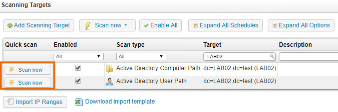 Scan disabled Active Directory users and computers