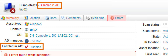 Scan disabled Active Directory users and computers