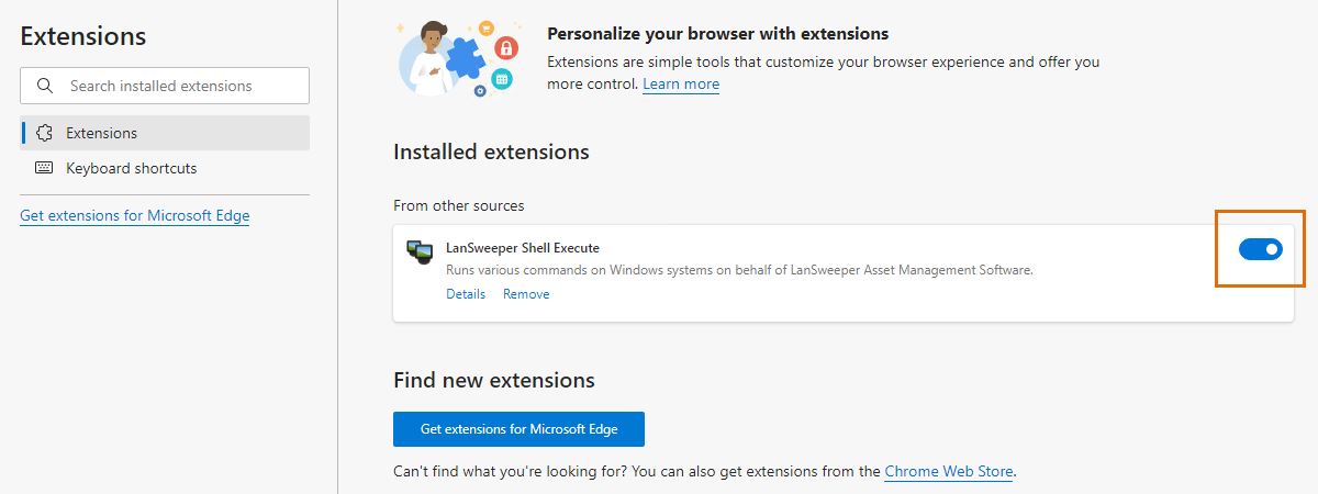Configure Microsoft Edge to run actions - Actions - Lansweeper Community