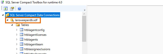 Connect to a SQL Compact database with SQL Compact Toolbox - Lansweeper ...